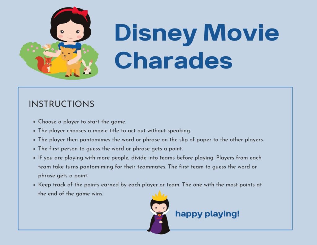 How To Play Disney Movie Charades